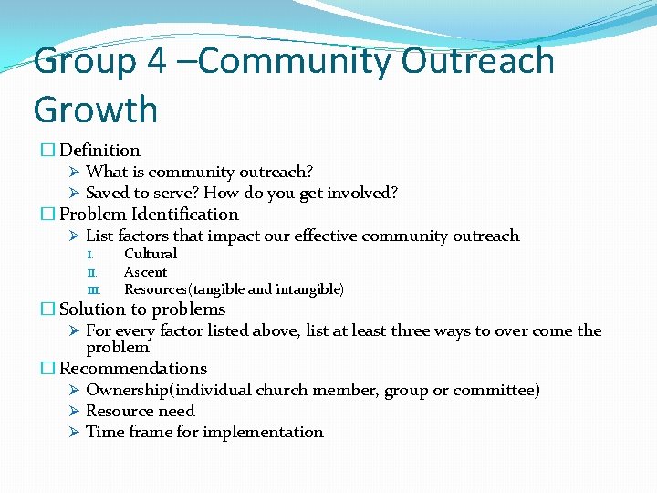 RCCGDominion Center 2012 Workers Workshop Break out Sections