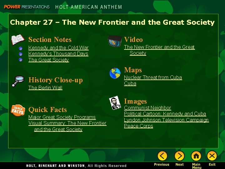 Chapter 27 The New Frontier and the Great