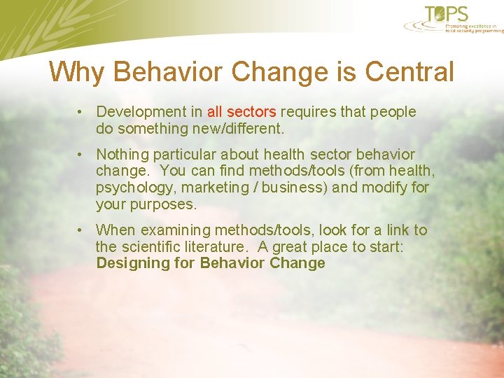 Designing for Behavior Change in Agriculture and Natural