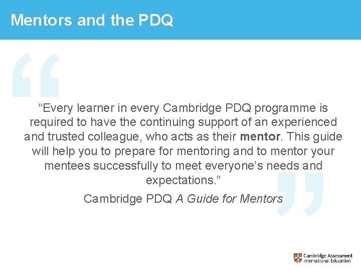 Mentoring Cambridge Professional Development Qualifications Presenter ...