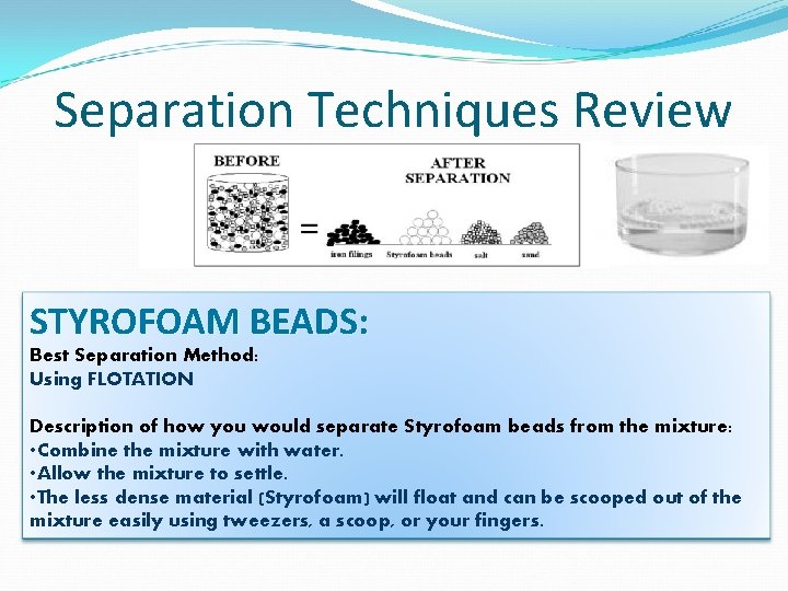 Separation Techniques Review Grab your sheets Check off