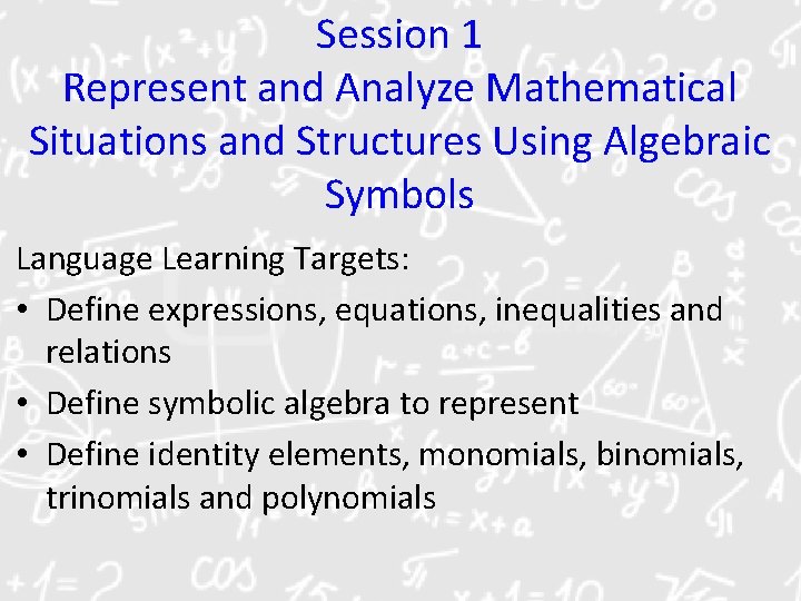 Algebraic Thinking EDUC 5515 Algebra the intense study