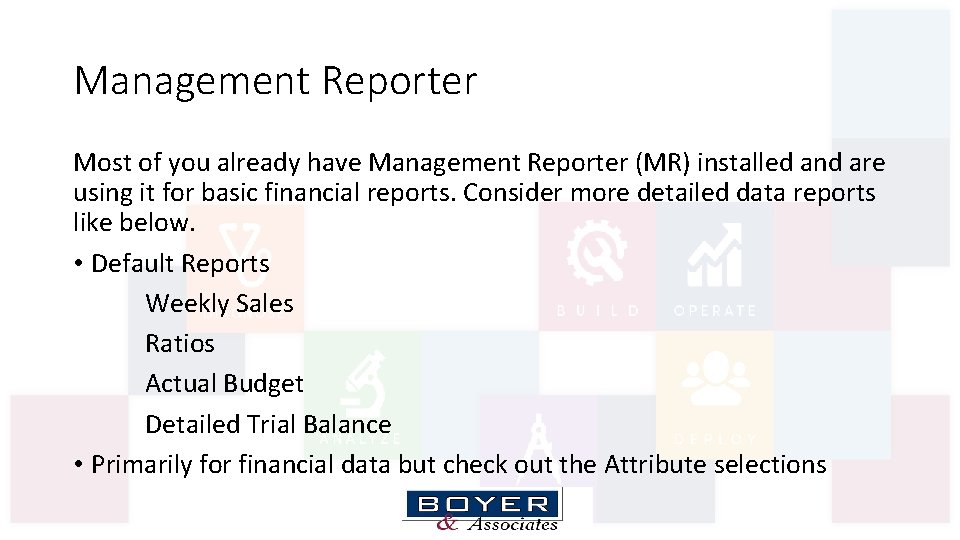 Data Reporting Presented by Paul James What is
