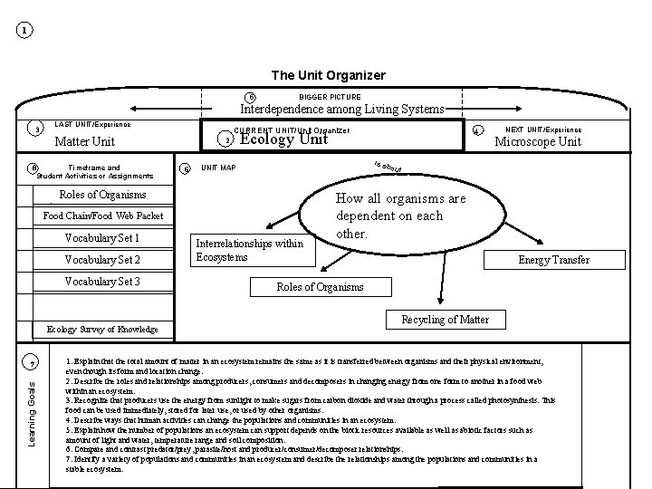 1 The Unit Organizer 5 BIGGER PICTURE Interdependence