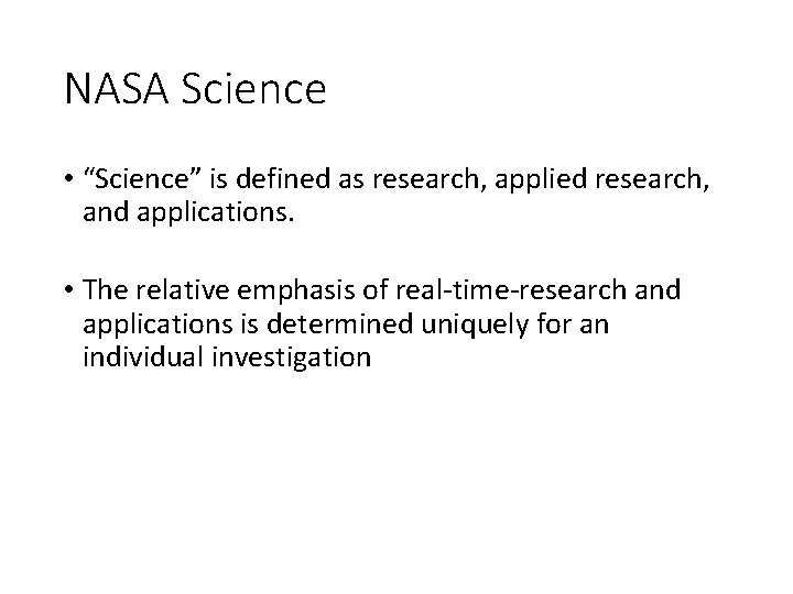 NASA Applied Science Perspectives Dr David Green Program