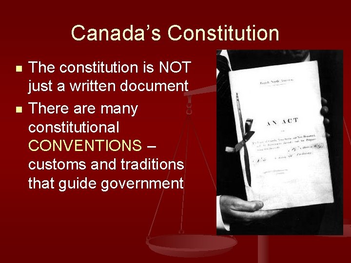 Background Canadas Constitution n What is a constitution
