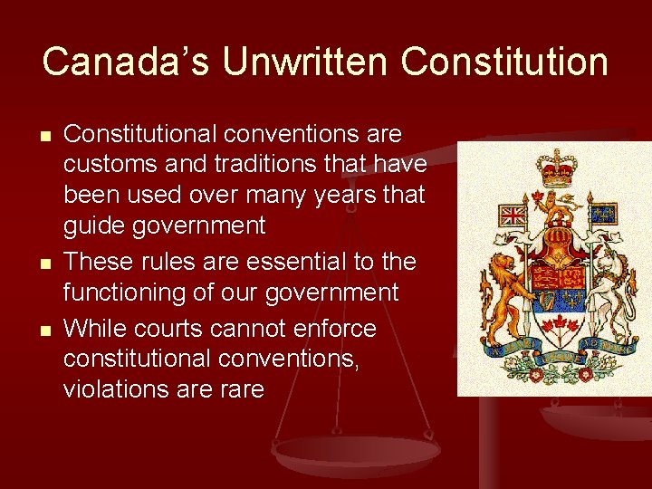 Background Canadas Constitution n What is a constitution