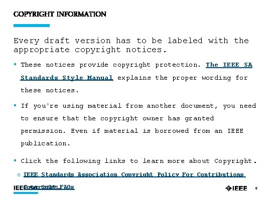 DRAFTING THE STANDARD TABLE OF CONTENTS Draft Development