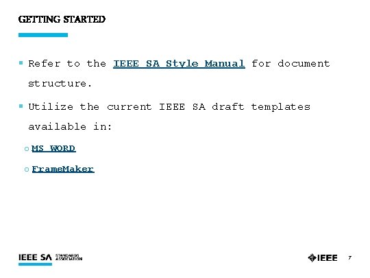 DRAFTING THE STANDARD TABLE OF CONTENTS Draft Development