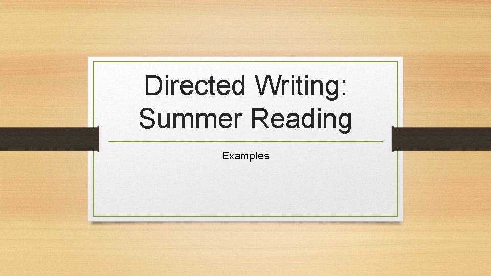 Directed Writing Summer Reading Examples Funny in FarsiLetter