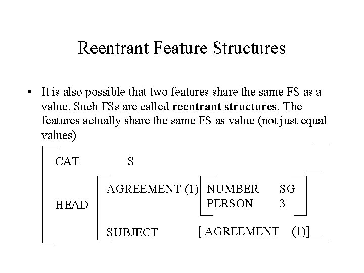 Features and Unification Grammatical Categories e g Non
