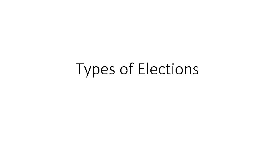 Types of Elections Voting Requirements Did you know