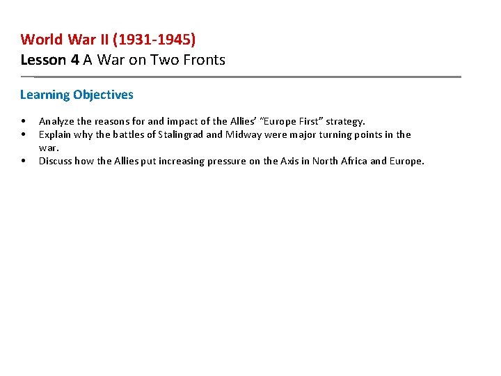World War II 1931 1945 Lesson 4 A
