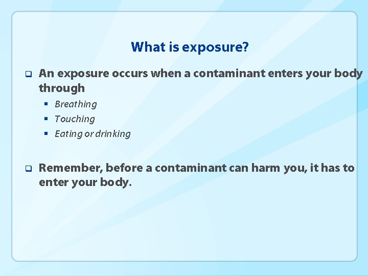 Environmental Health Preventing Exposure to Hazardous Substances Presenters