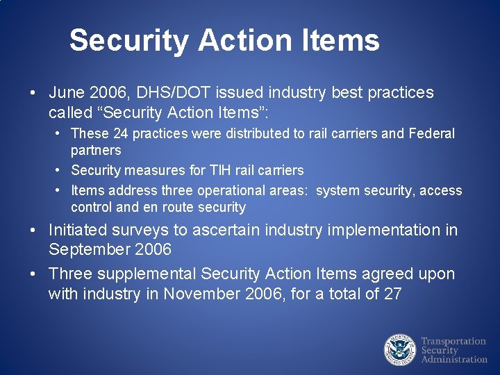 Transportation Security Administration Freight Rail Security Programs Scott