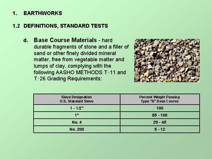 BUILDING TECHNOLOGY I 1 EARTHWORKS 1 1 ACRONYMS
