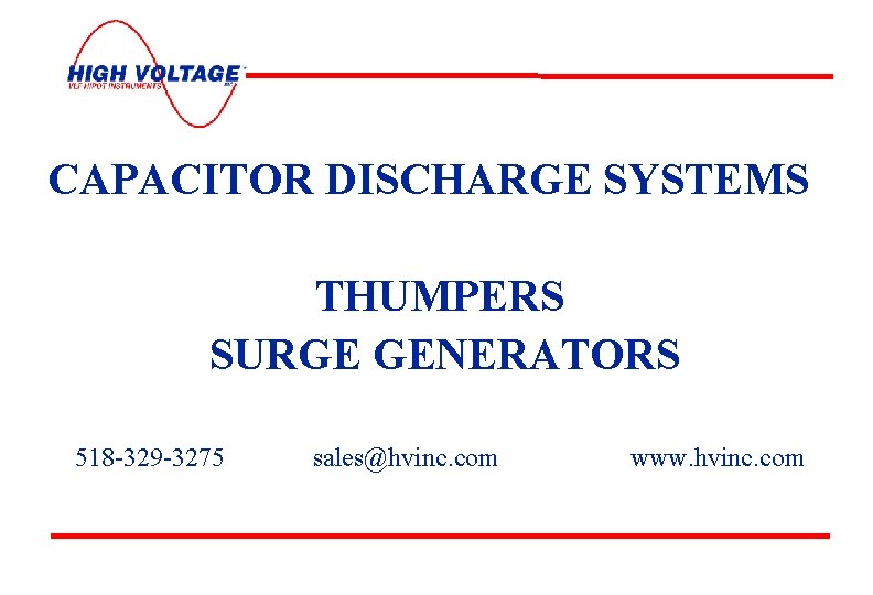CAPACITOR DISCHARGE SYSTEMS THUMPERS SURGE GENERATORS 518 329