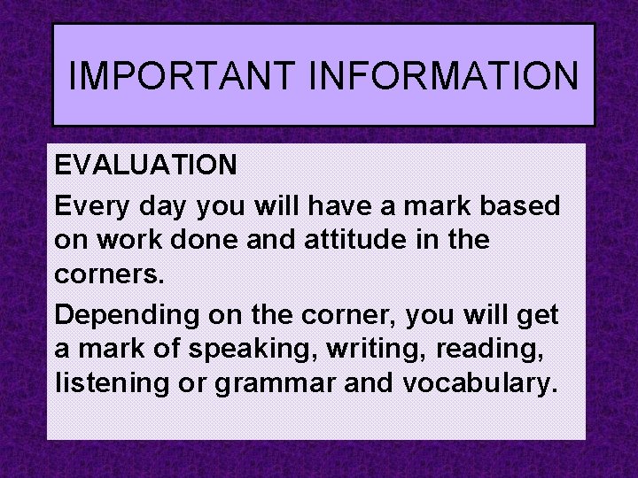 IMPORTANT INFORMATION CLASS DISTRIBUTION Rocky racoons lab Classroom