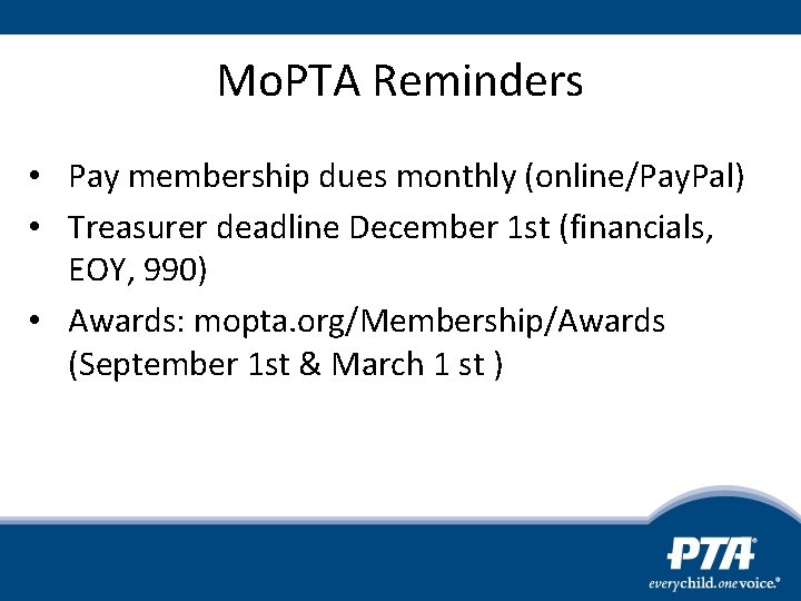 2017 PTAPTSA Officer Orientation Springfield Council of PTAs