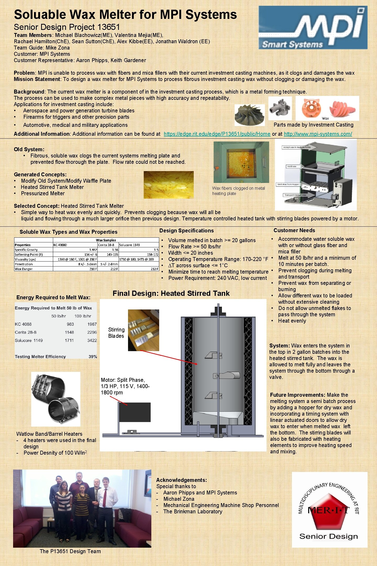 Soluable Wax Melter for MPI Systems Senior Design