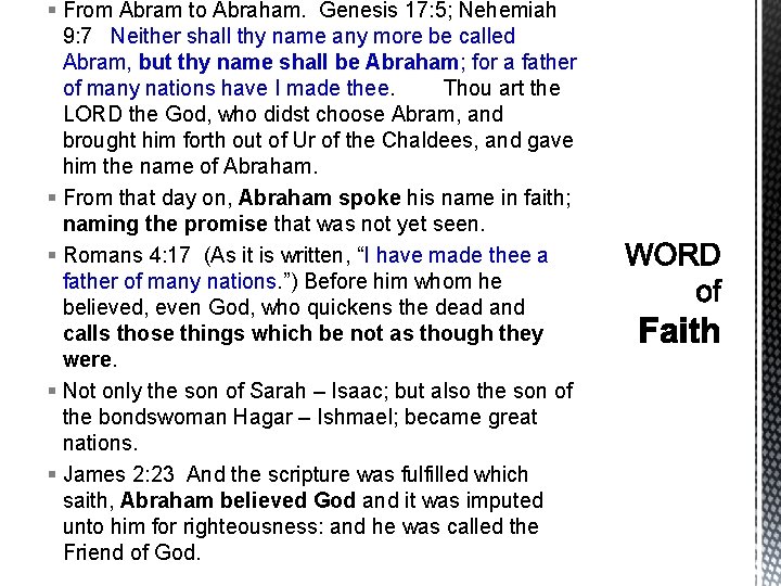 Power of Our Words Abraham Calling Those Things