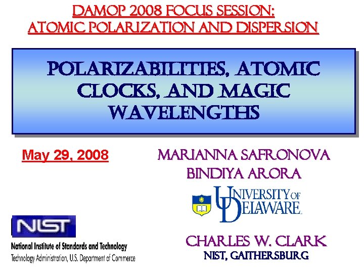 DAMOP 2008 focus session Atomic polarization and dispersion