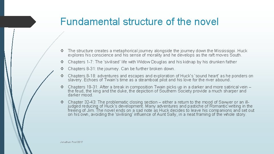 Huckleberry Finn Structure and Outline Jonathan Peel 2017