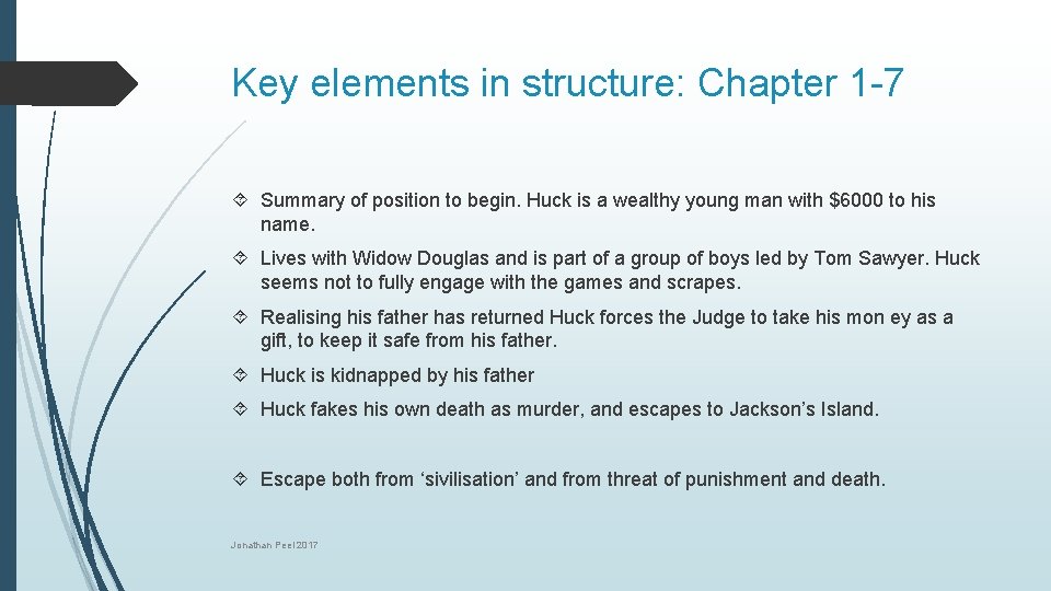 Huckleberry Finn Structure and Outline Jonathan Peel 2017