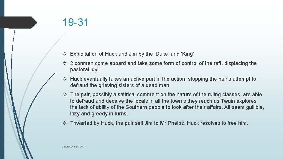 Huckleberry Finn Structure and Outline Jonathan Peel 2017