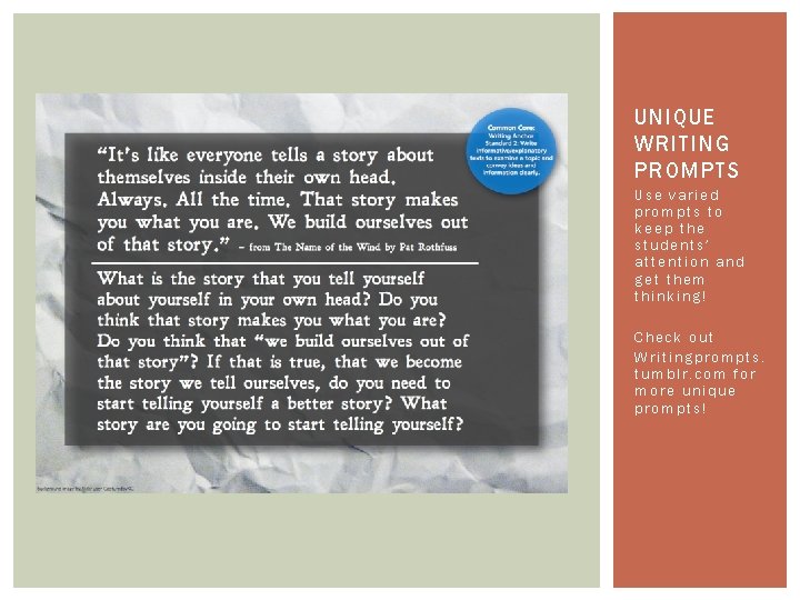 WAYS TO ADD VARIETY TO WRITING TASKS BY