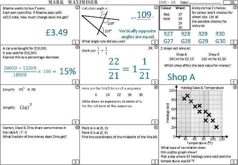 MARK MAXIMISER Maxine wants to buy 7 pens