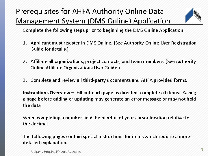 Alabama Housing Finance Authoritys DMS Multifamily Online Application