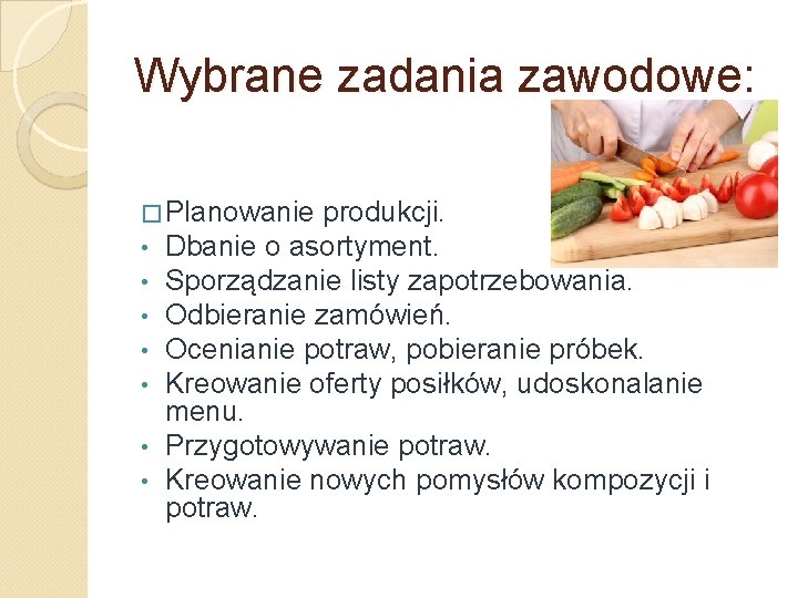 Wybieram zawd kucharz prezentacja multimedialna Kody zawodu kucharz
