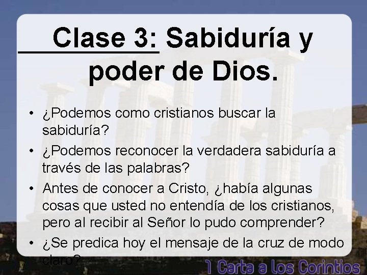 Clase 3 Sabidura y poder de Dios Clase