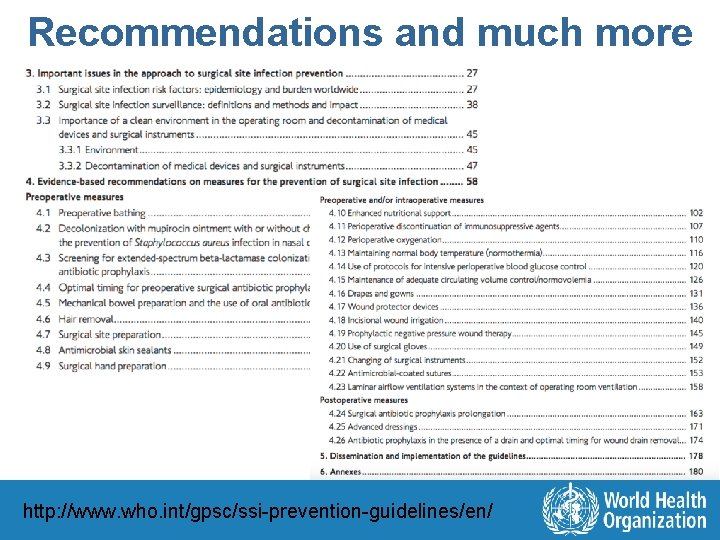 GLOBAL GUIDELINES FOR THE PREVENTION OF SURGICAL SITE