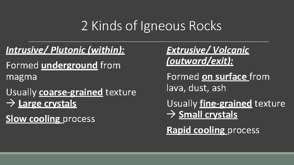 Igneous Rocks Rock A group of minerals bound