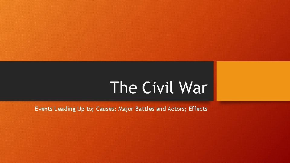 The Civil War Events Leading Up to Causes