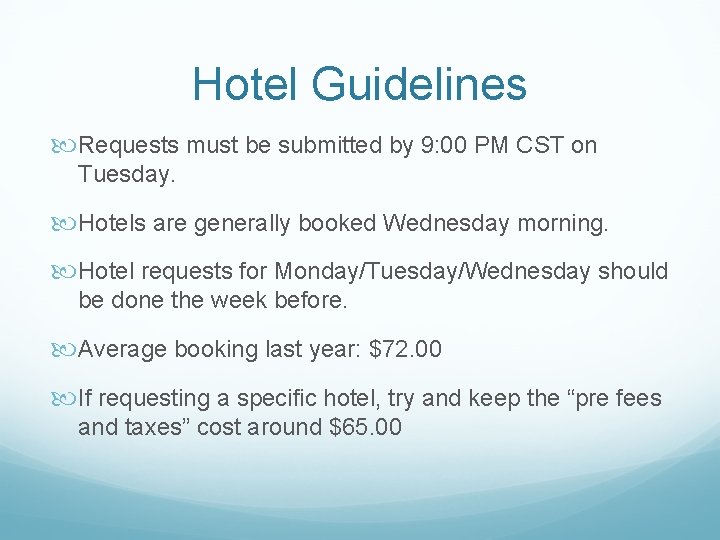 ODP Hotels Regulations and How to Request Types