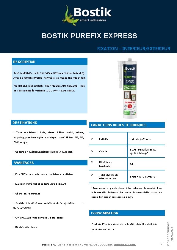 BOSTIK PUREFIX EXPRESS FIXATION INTERIEUREXTERIEUR DESCRIPTION Tous ...