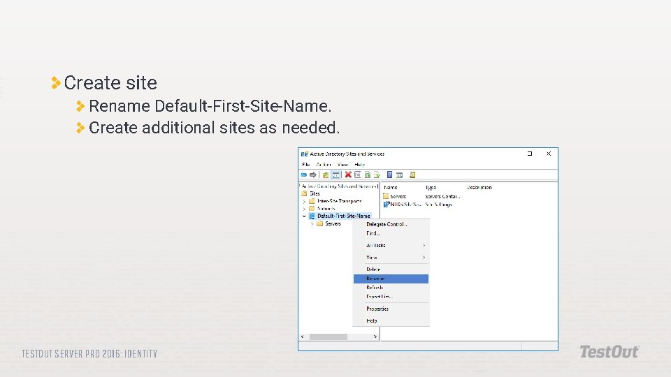 PLAN ACTIVE DIRECTORY TESTOUT SERVER PRO 2016 IDENTITY