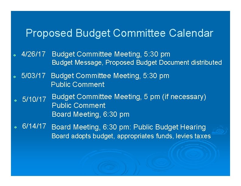 Budget Committee April 26 2017 Agenda Y Election