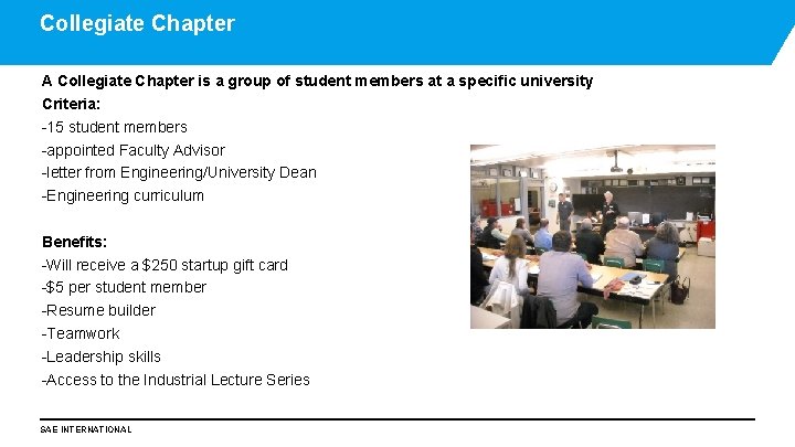 SAE INTERNATIONAL STUDENT MEMBERSHIP CONNECTING THE FUTURE GENERATION
