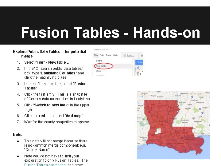 http goo glKHgusm Fusion Tables Introduction Lab Workbook