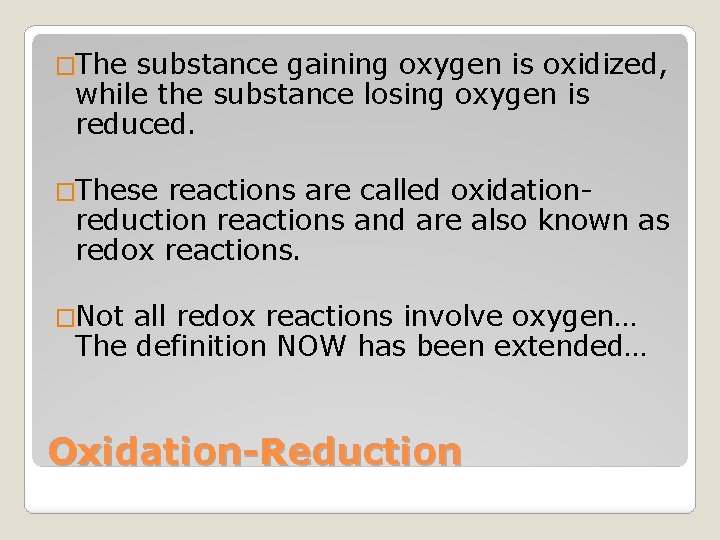 OxidationReduction Reactions Part 1 Notes 11 Beginning Unit