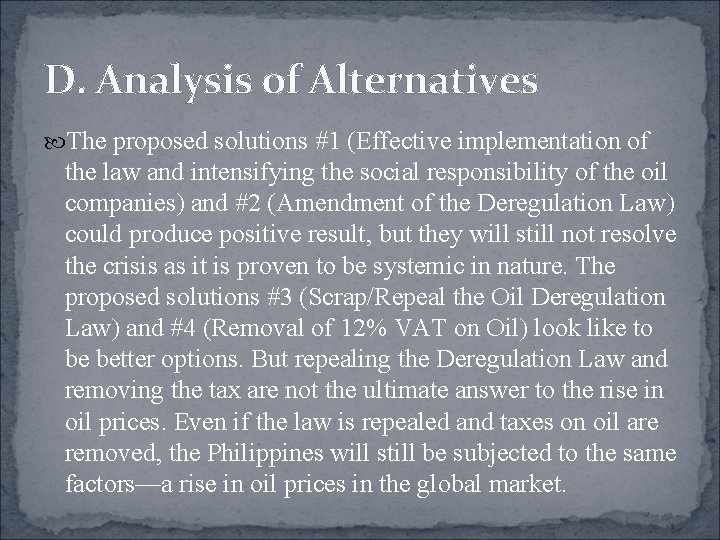 Philippine Oil Deregulation amid the Oil Crisis A