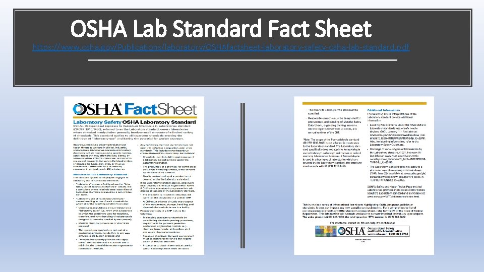 OSHA Regulations in the Laboratory 29 CFR 1910