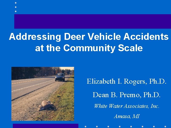 Addressing Deer Vehicle Accidents at the Community Scale