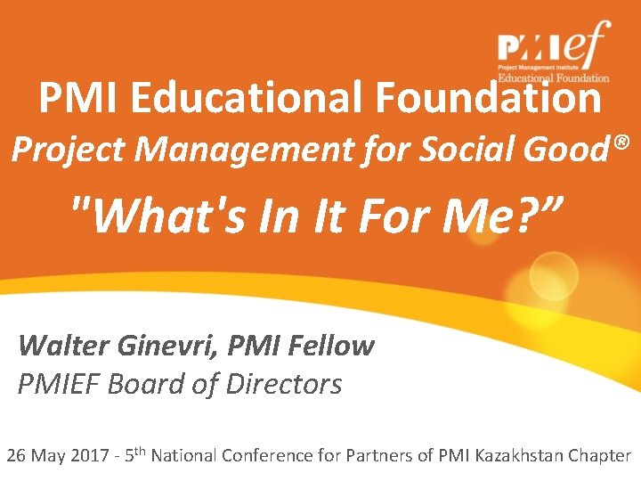 PMI Educational Foundation Project Management for Social Good