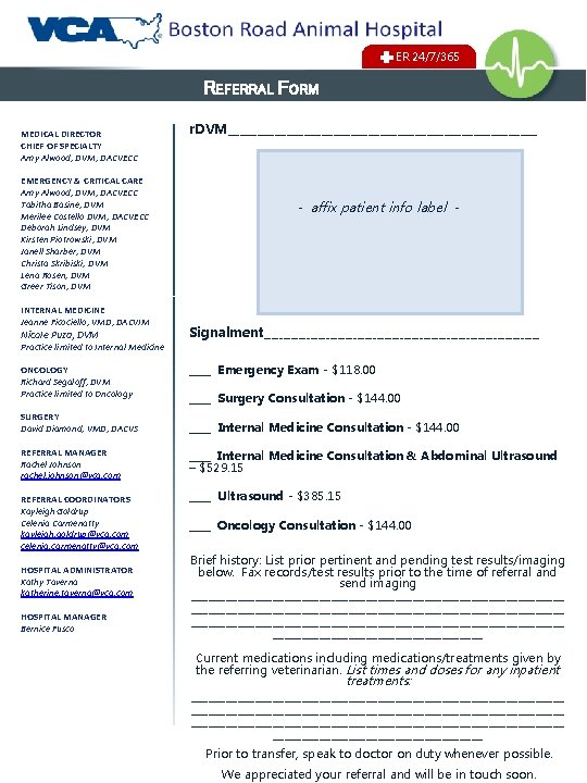 ER 247365 REFERRAL FORM MEDICAL DIRECTOR CHIEF OF