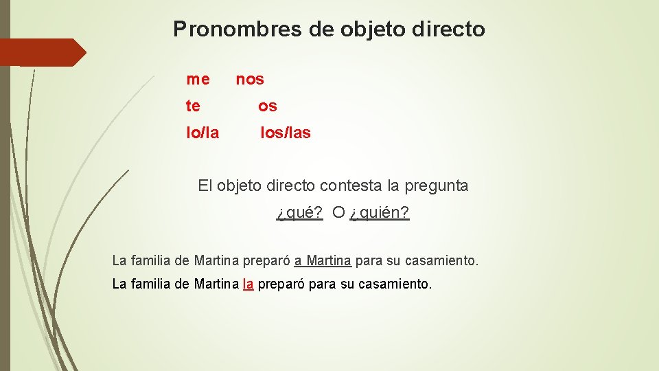 Los pronombres de objeto directo y objeto indirecto